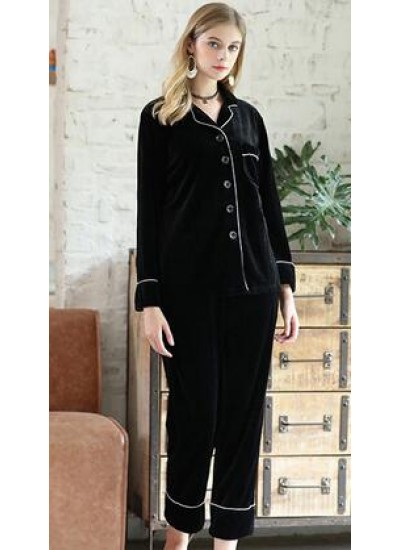 Velvet couple pajamas,ladies red wedding brides home sets for autumn ...