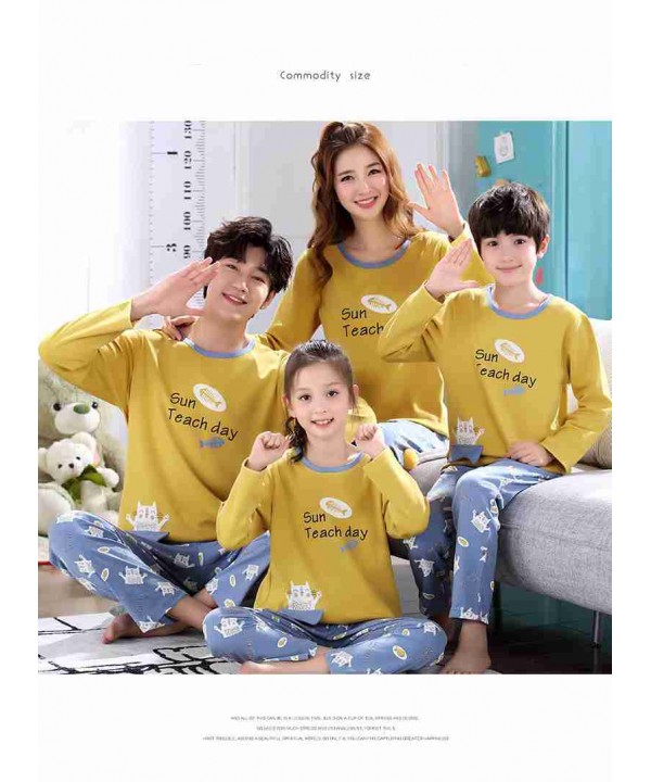 long-sleeved cute cartoon parent-children family pajamas couple suit on ...