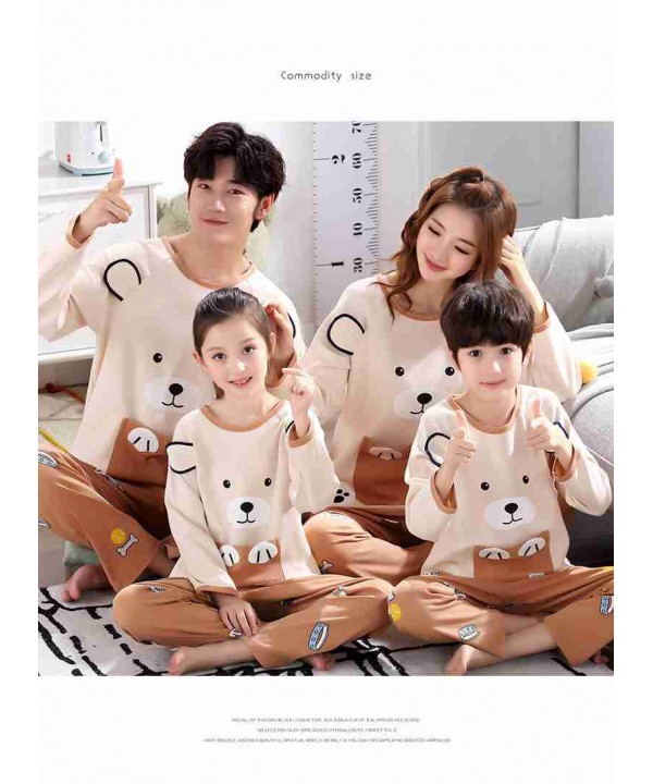 long-sleeved cute cartoon parent-children family pajamas couple suit on ...