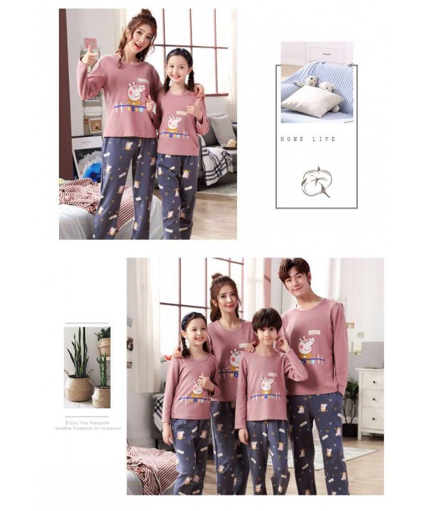 Parent-child pajamas long-sleeved cotton spring and autumn family of ...