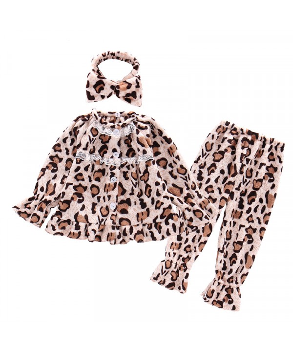 Fashion leopard print girl's pajamas suit autumn and winter cartoon ...