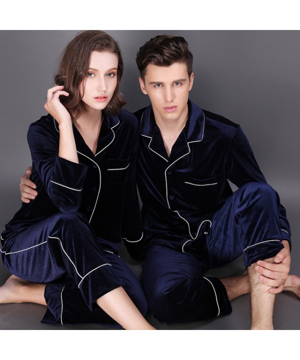 Long sleeve fashionable couple pajamas,velvet pajama sets