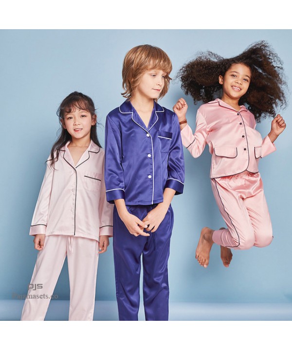 Children's Ice Silk sleepwear sets for spring luxury Silk Simulated pj ...