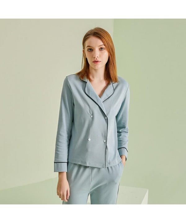 2020 new Pajama women's cotton sleepwear for spring long sleeve high ...